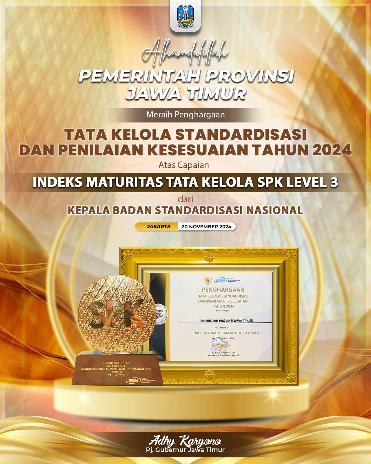 Berhasil Implementasikan Tata Kelola SPK Efektif dan Terukur, Pemprov Jatim Raih Penghargaan ...